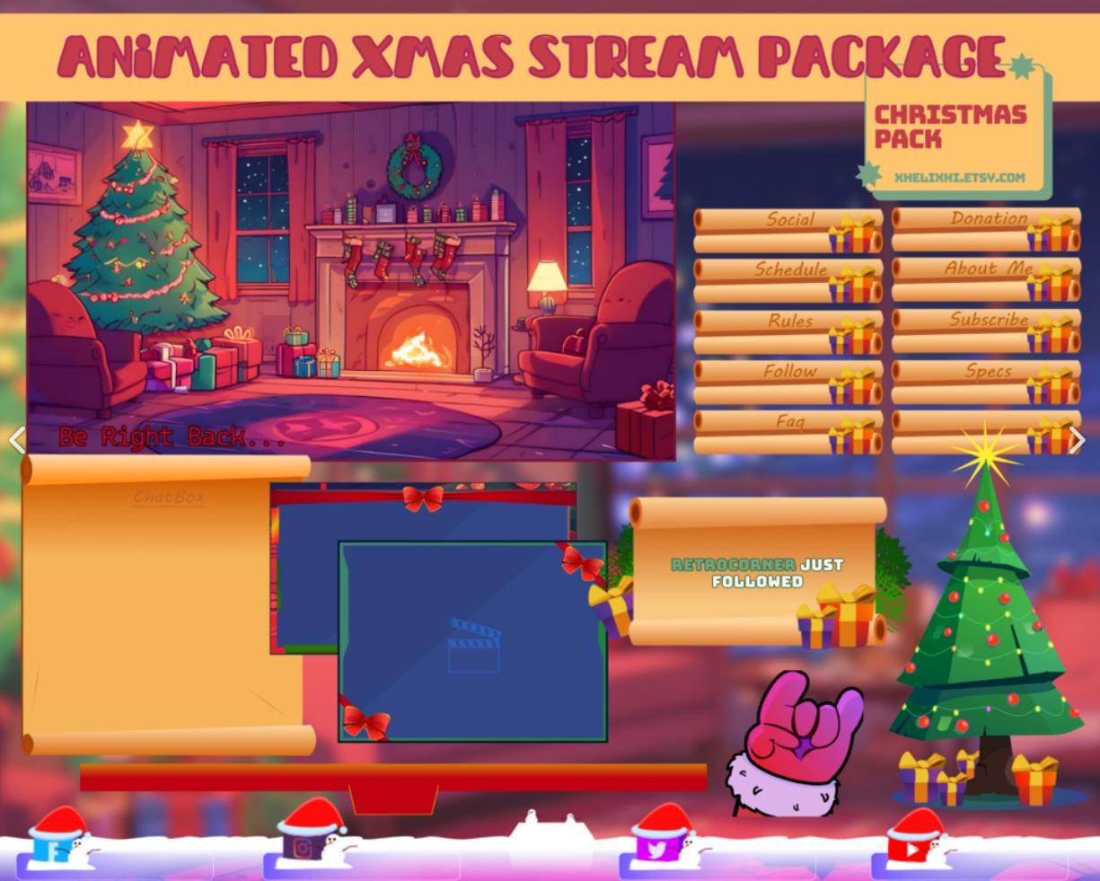 Christmas Stream Overlay for Twitch, Christmas Overlay Animated ...
