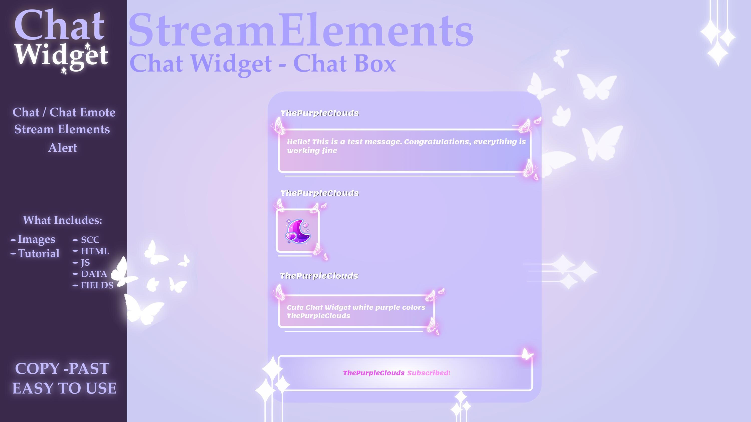 Chat Widget - Cute Minimal, Butterfly Theme • Chat Box & Alerts for ...