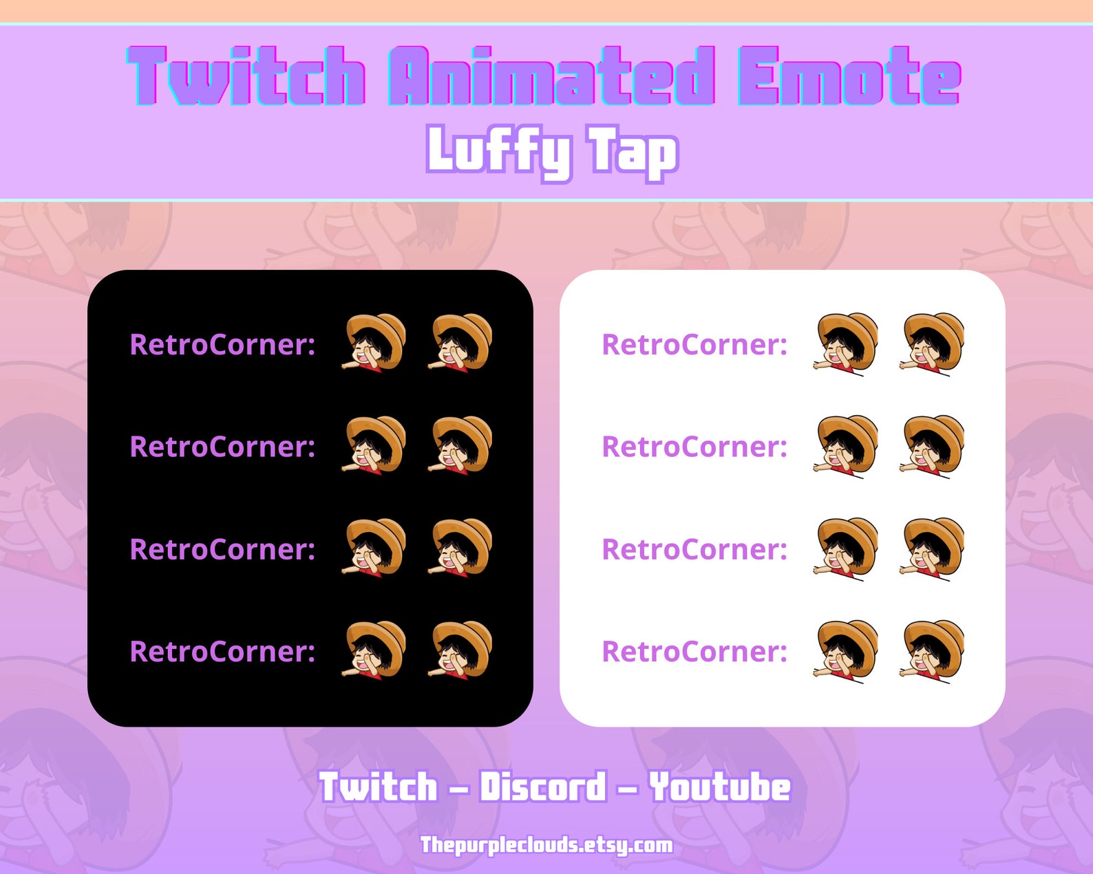 Buy ANIMATED Twitch Emote, Luffy Tap Emote, One Piece Emotes, Tap Emote ...
