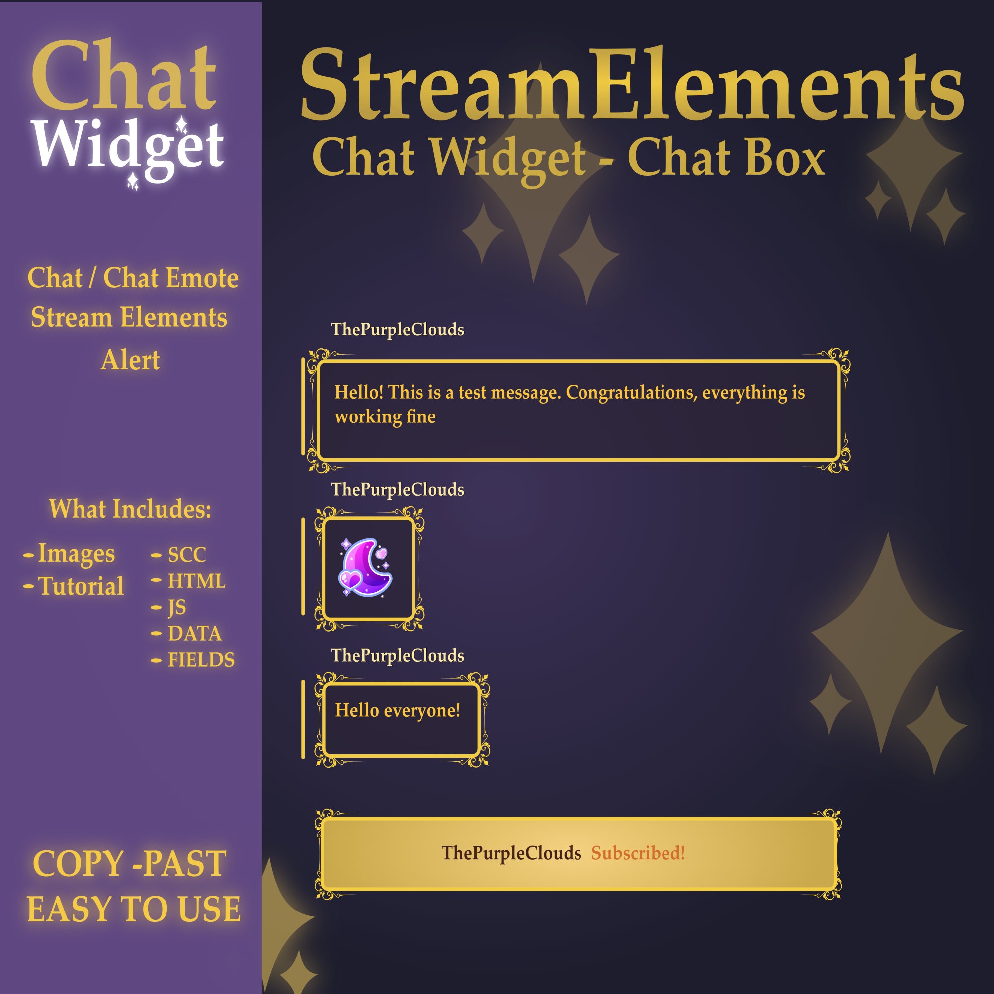 Chat Widget Stream Elements, Celestial Minimal, Elegant Theme, Chat Box ...
