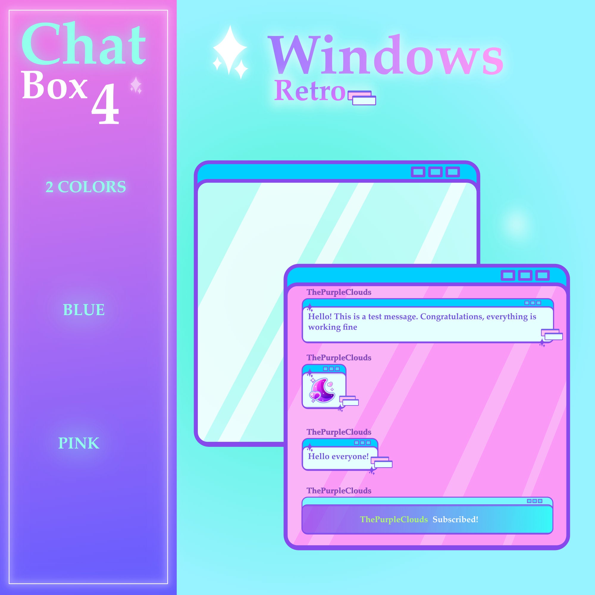 Chat Widget Retro Windows for Twitch, Retro Window Widget, Colorful ...