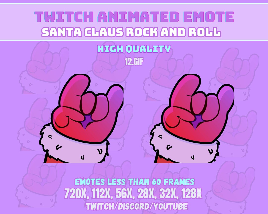 Rock and Roll Hand Animated Emote, Christmas Emotes, Twitch Metal ...