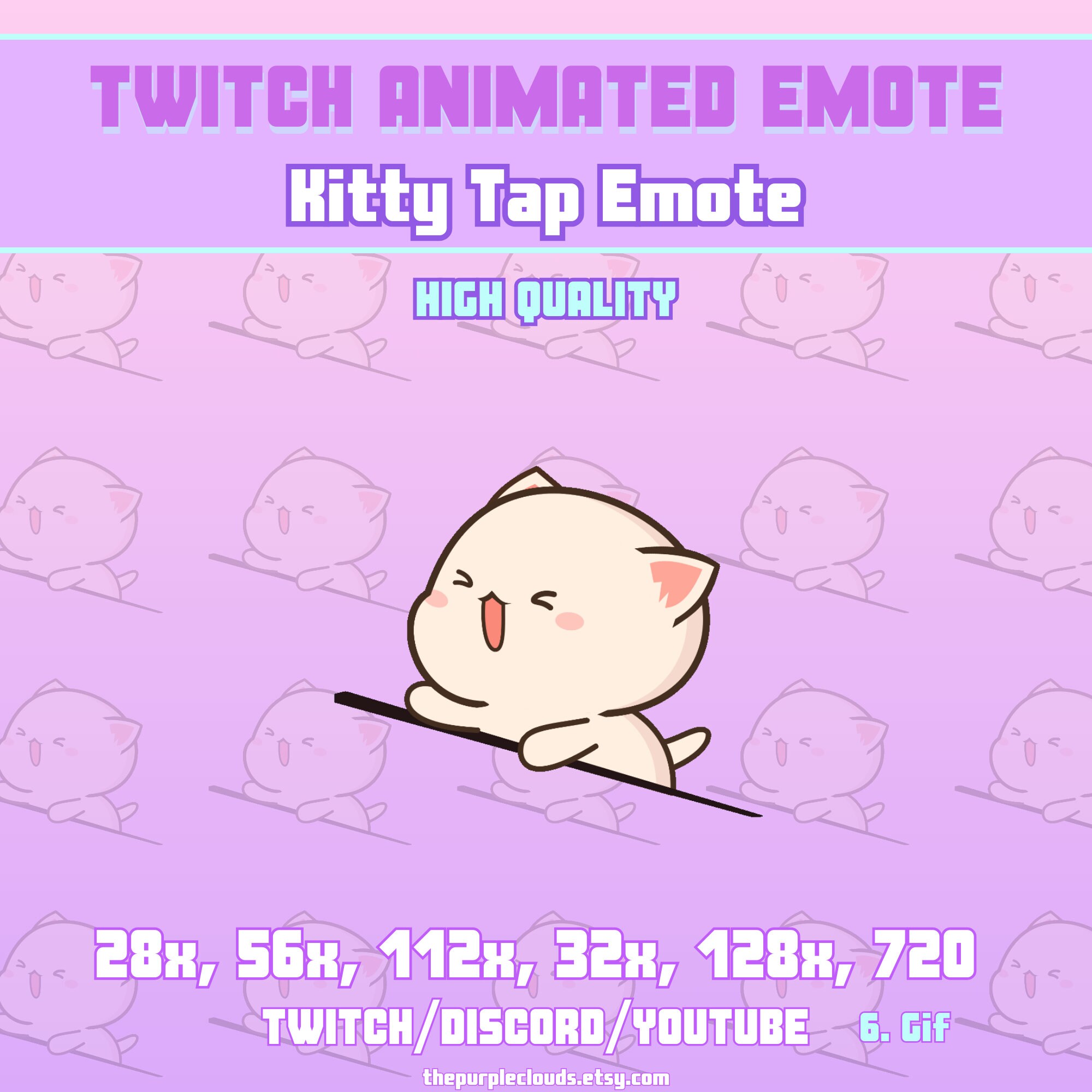 Cat TAP ANIMATED Emote, Kitty Tap Emote, Tap Emote, Cat Emote Pack, Twitch/discord Animated ...