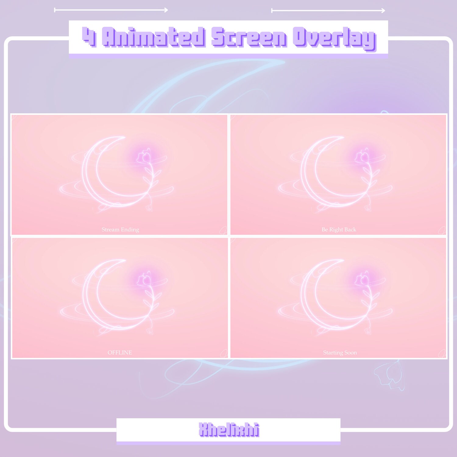 SIMPLE Celestial ANIMATED Stream Overlay, Pink Stream Overlay, Stream Pack Animated Overlay ...
