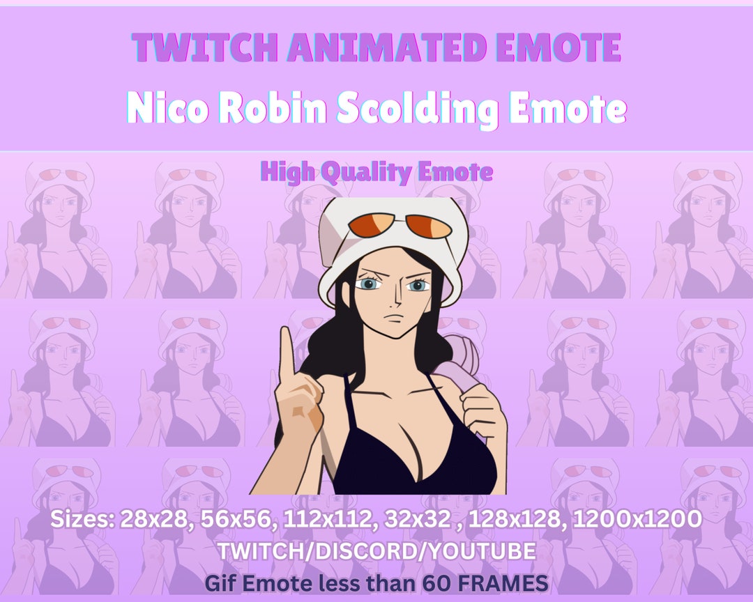 Scolding ANIMATED Nico Robin Emote, One Piece Animated Emote, Scolding Emote, Twitch/discord ...