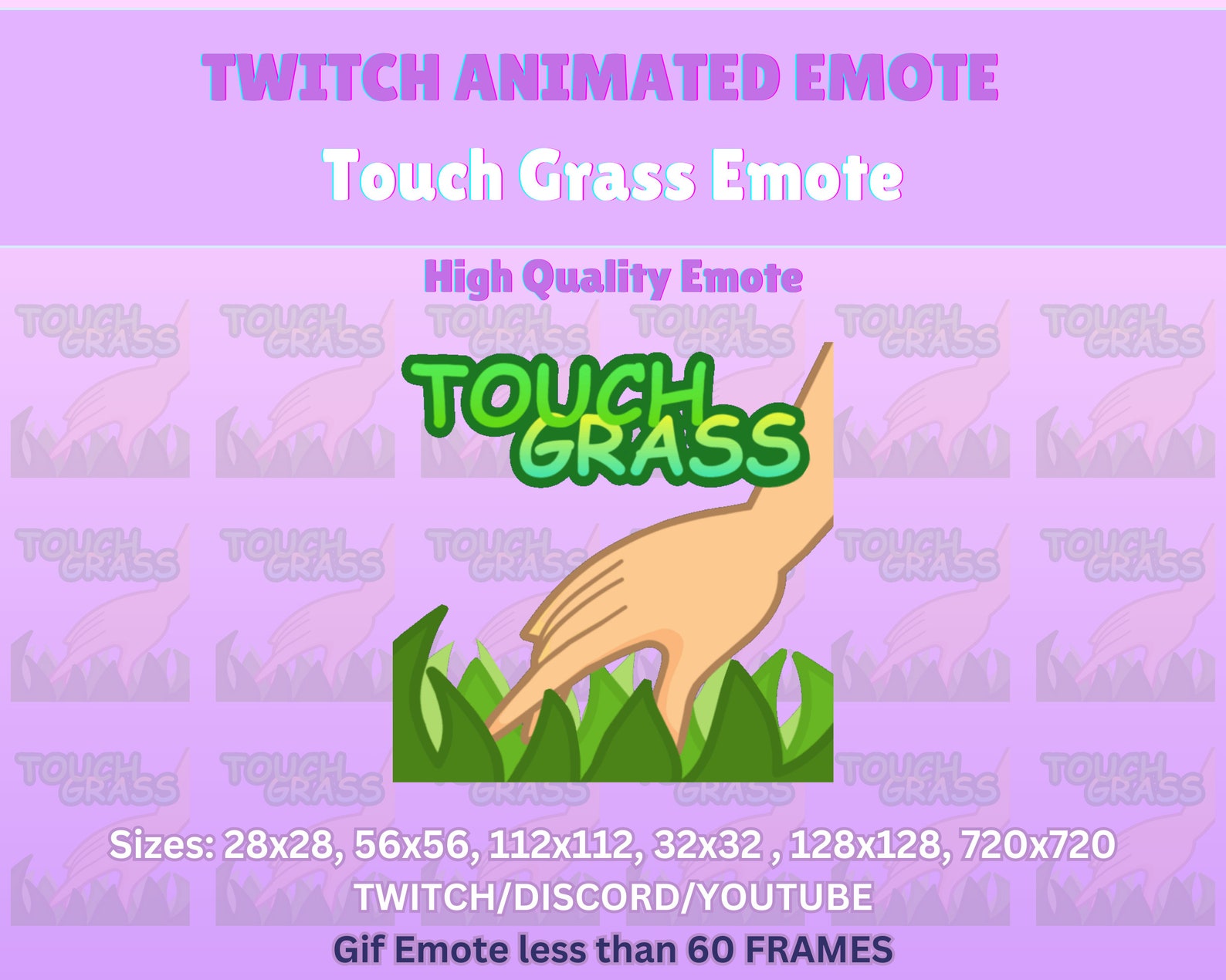 Touch GRASS ANIMATED EMOTE, Touch Grass Emote, Animated Touch Grass ...