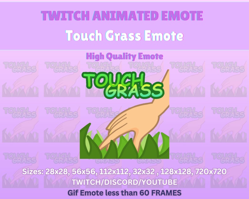 Touch GRASS ANIMATED EMOTE, Touch Grass Emote, Animated Touch Grass Emote, Twitch/discord ...