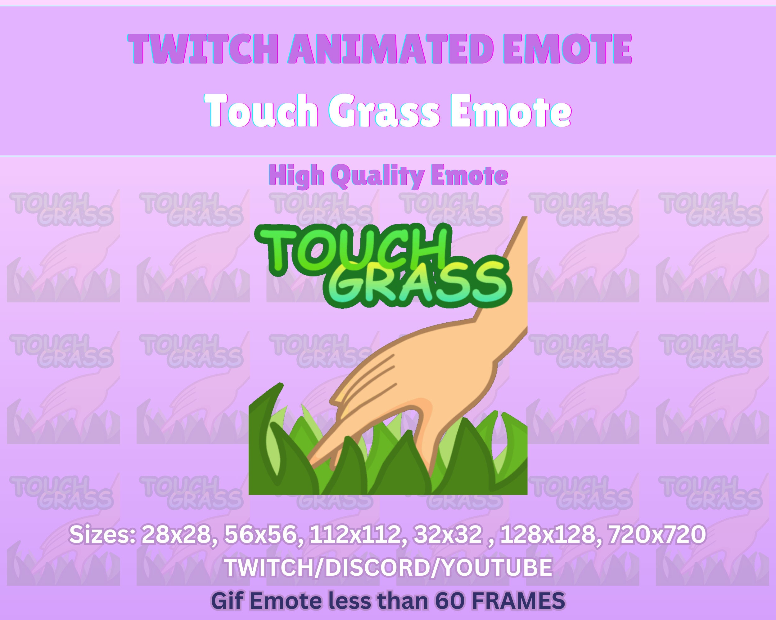 Touch GRASS ANIMATED EMOTE, Touch Grass Emote, Animated Touch Grass Emote, Twitch/discord ...