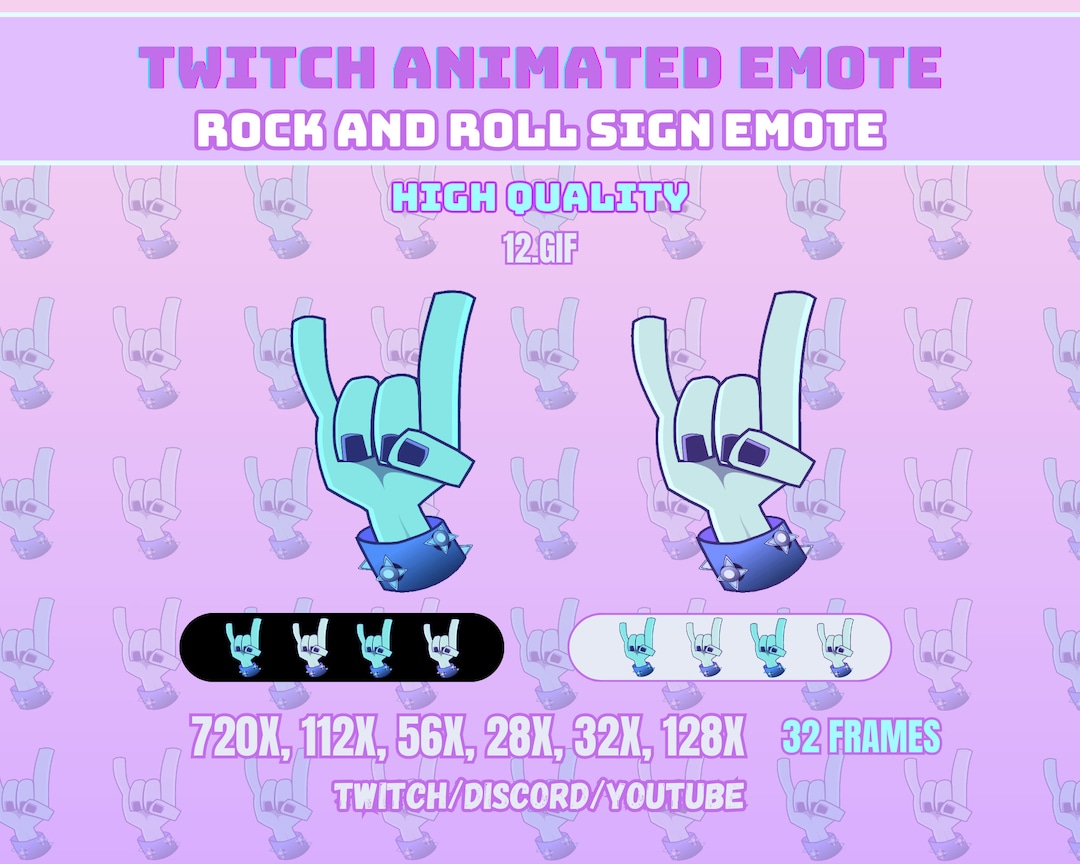 Rock and Roll ANIMATED Emote Sign, Twitch Emote Animated, Rock Emotes ...