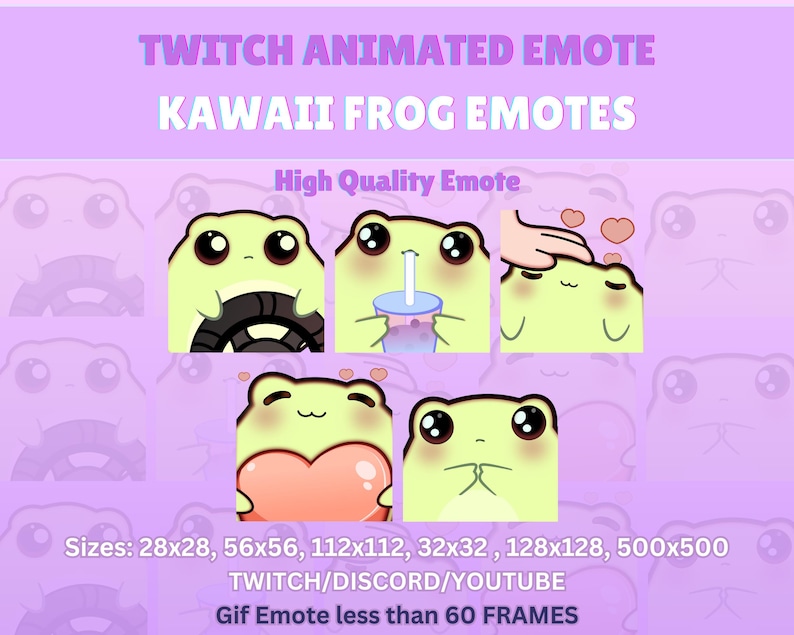 Kawaii FROG Animated Emotes, Frog Emotes Pack, Kawaii Frog Emotes Pack ...