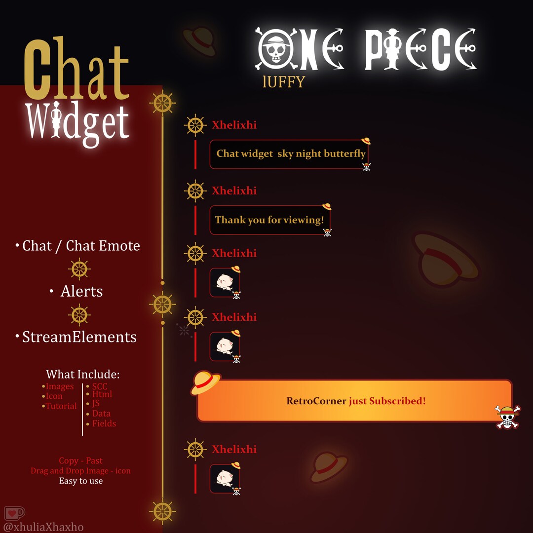 One Piece Luffy Chat Widget Animated, One Piece Chat Widget, Chat Box ...