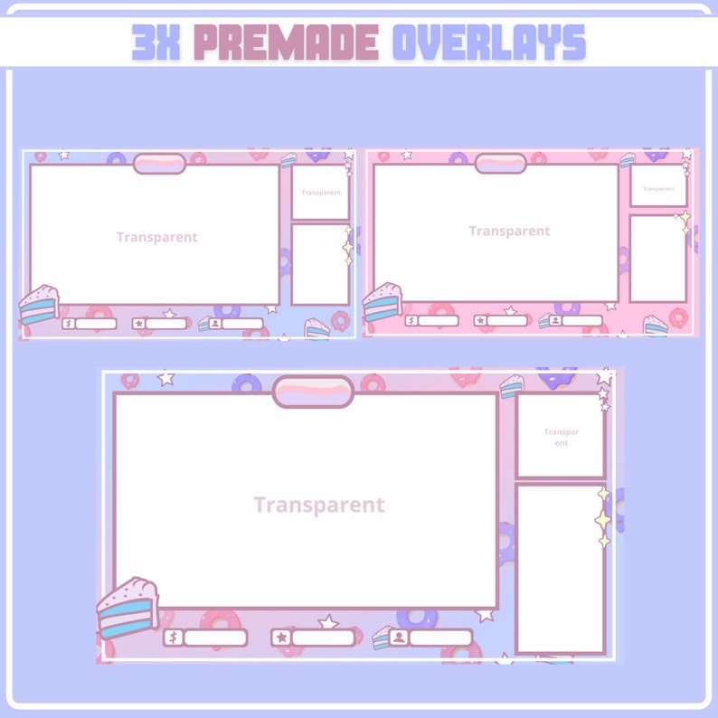 Pink Stream OVERLAY Donuts, Pink and Blue Overlay, Donuts Twitch ...