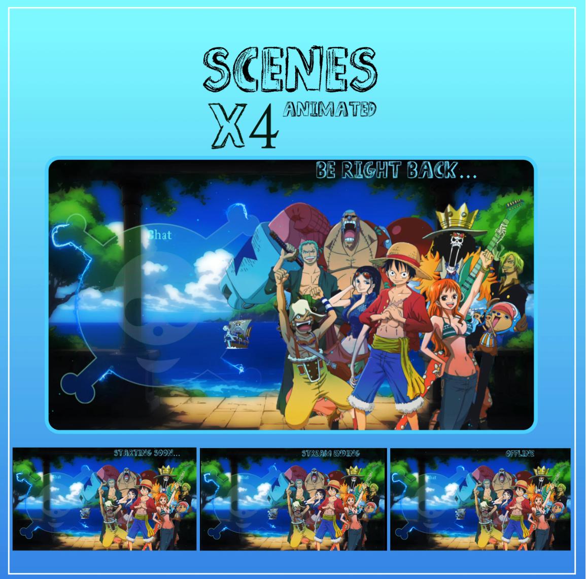 One Piece Stream Overlay Animated Pack, One Piece Stream Pack, Anime ...
