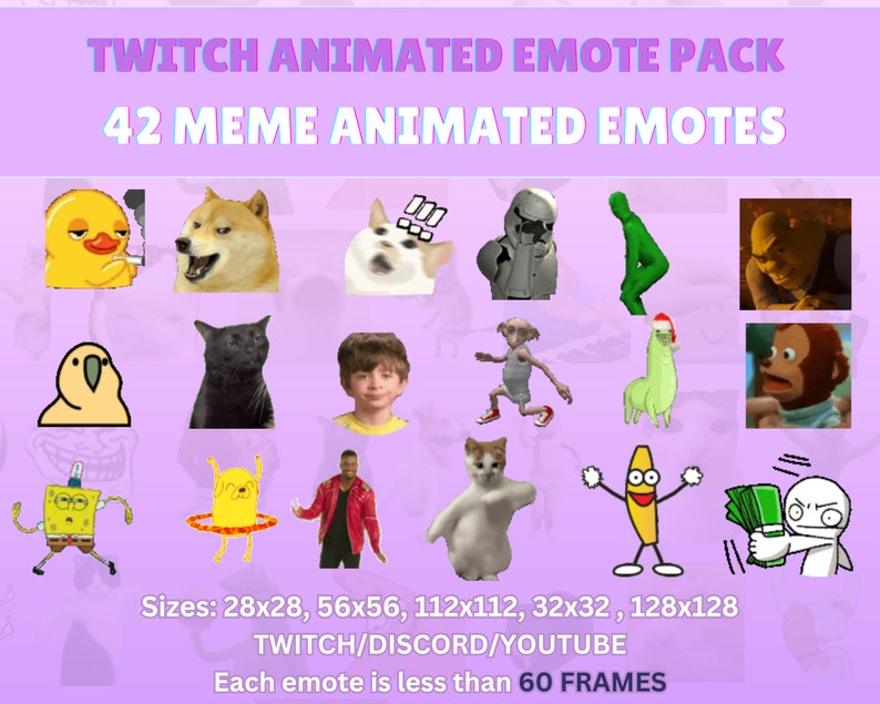 42 MEME Animated Emotes Pack, Meme Emotes Pack, Meme Cat Emotes Pack ...