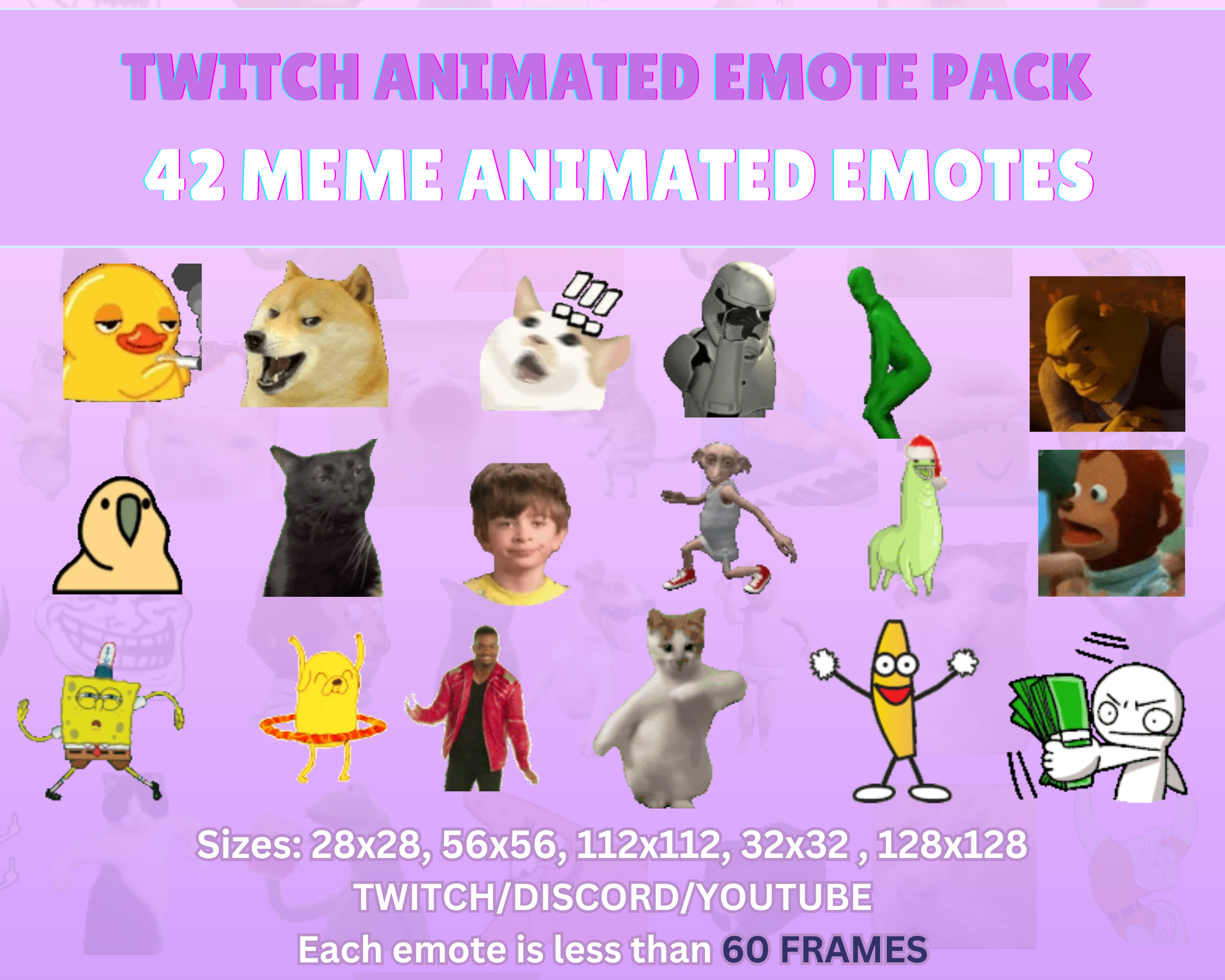 42 MEME Animated Emotes Pack, Meme Emotes Pack, Meme Cat Emotes Pack ...