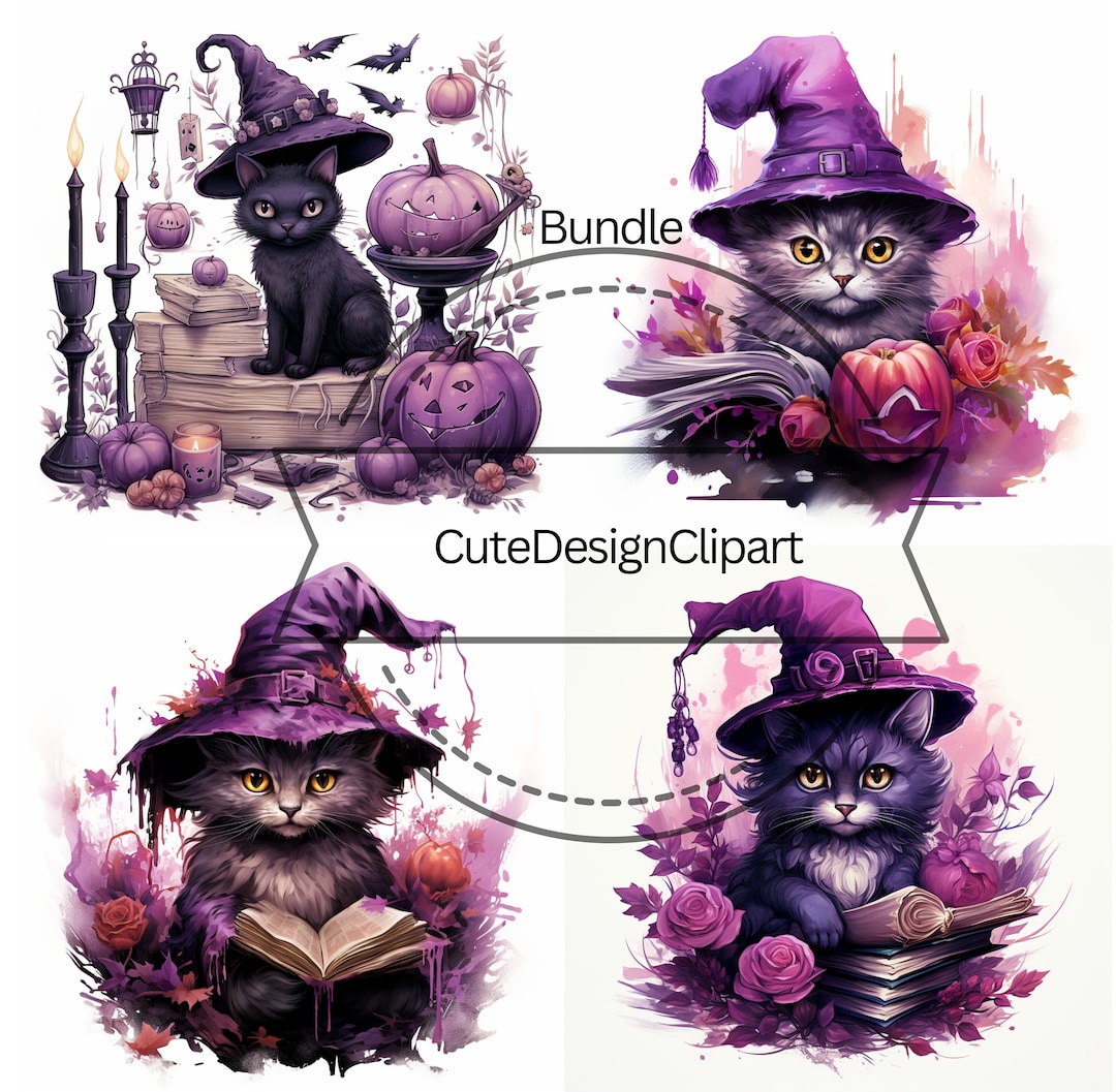 Halloween Clipart cat Design cat Clipart Spooky Halloween - Etsy