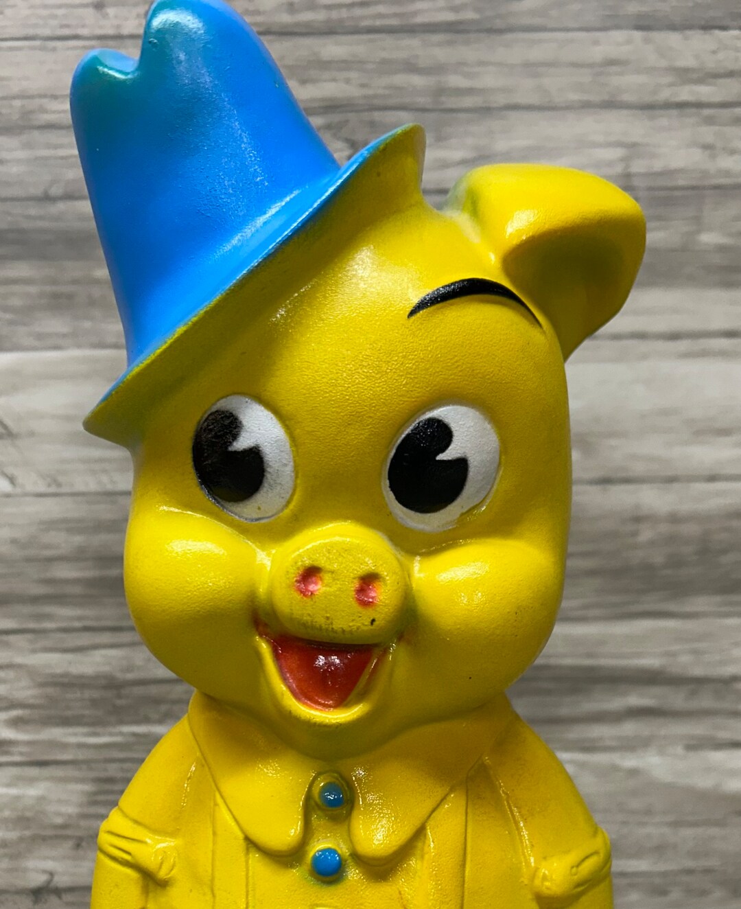 Vintage Blow Mold Yellow Pig Piggy Bank 1971 - Etsy