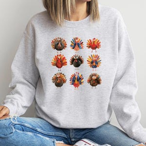 Cute Turkey Fall Thanksgiving Sweatshirt, Thanksgiving Family Matching ...