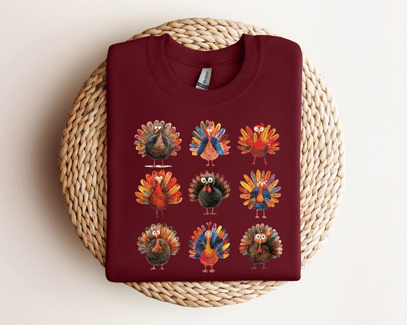 Cute Turkey Fall Thanksgiving Sweatshirt, Thanksgiving Family Matching ...