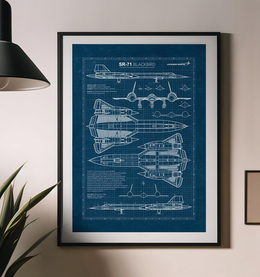 SR-71 Blackbird, Blueprint Poster, Aircraft Poster, Aviation Gift ...