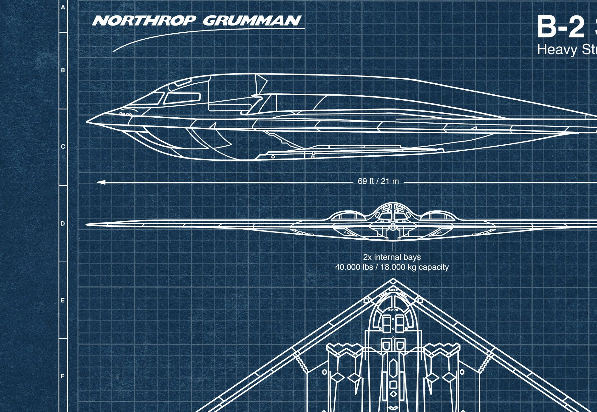 B-2 Spirit Bomber Aircraf Poster, Blueprint Poster, Aviation Gift ...