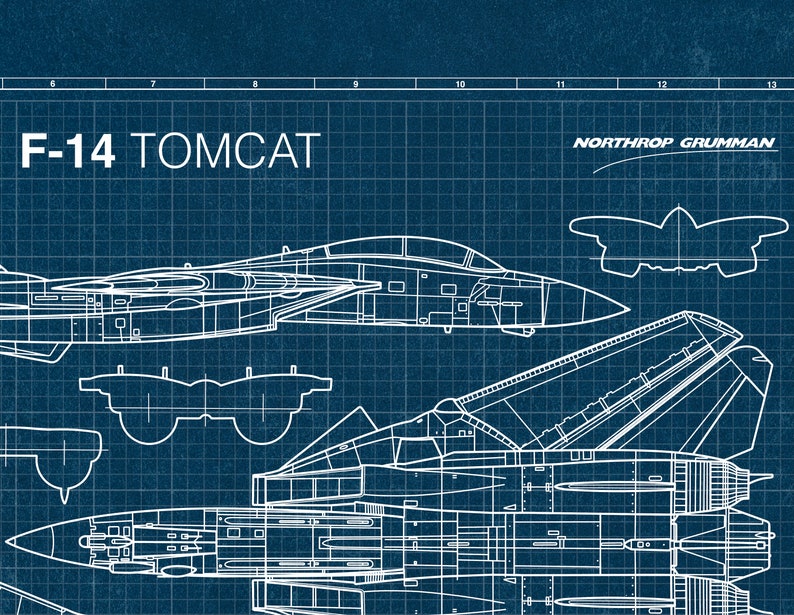 F-14 Tomcat, Blueprint, Aviation, Military Gift, Marine Corps Aviation ...