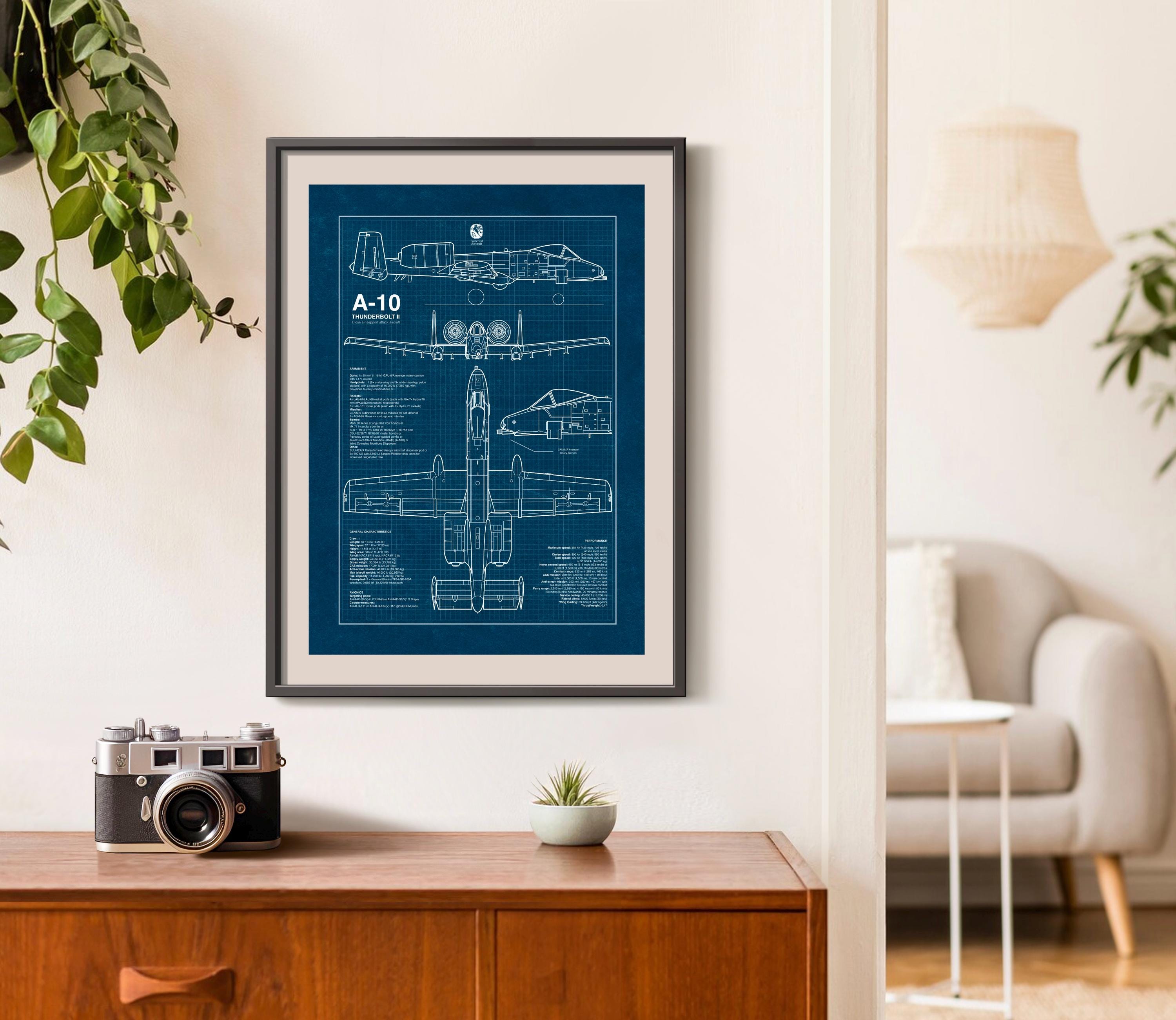 A-10 Warthog Blueprint: USAF Aviation Art, Military Jet Technical ...