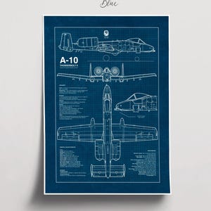 A-10 Warthog Blueprint: USAF Aviation Art, Military Jet Technical ...