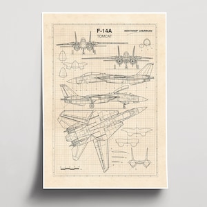 F-14 Tomcat Fighter Jet, Blueprint, Patent Print, Aviation, Military ...