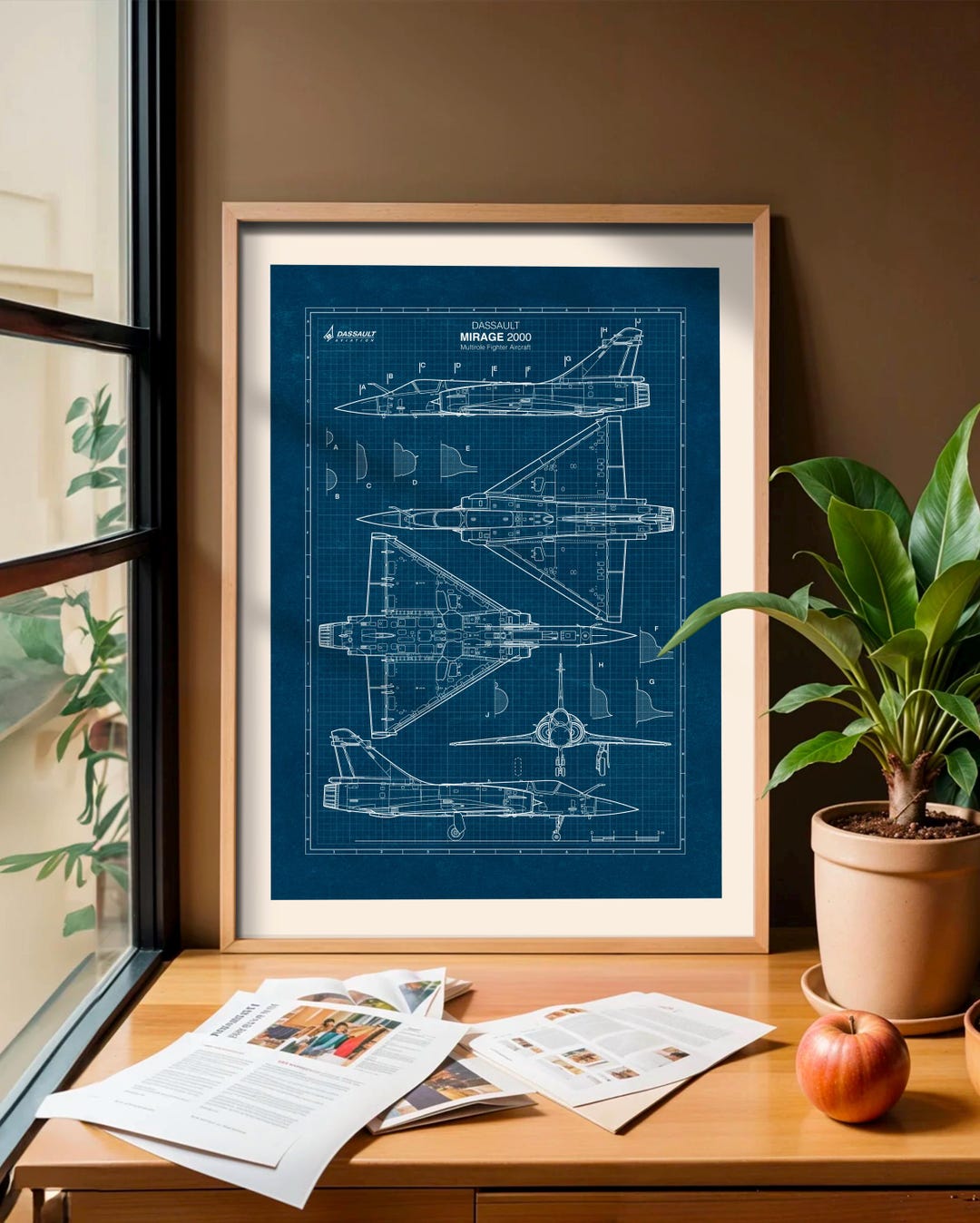 Mirage 2000 Fighter Jet Blueprint Poster, Military Aviation Wall Art ...