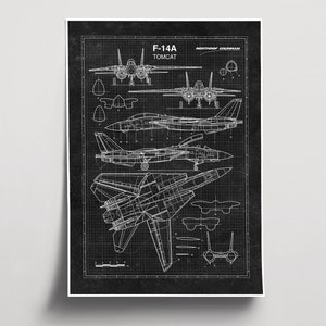 F-14 Tomcat Fighter Jet, Blueprint, Patent Print, Aviation, Military ...