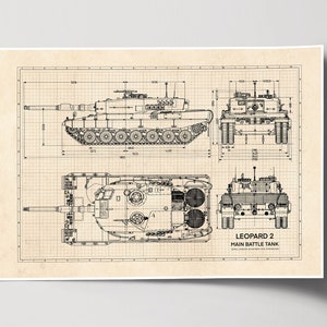 Leopard-2 Main Battle Tank Poster, Blueprint Poster, Tank Blueprint ...