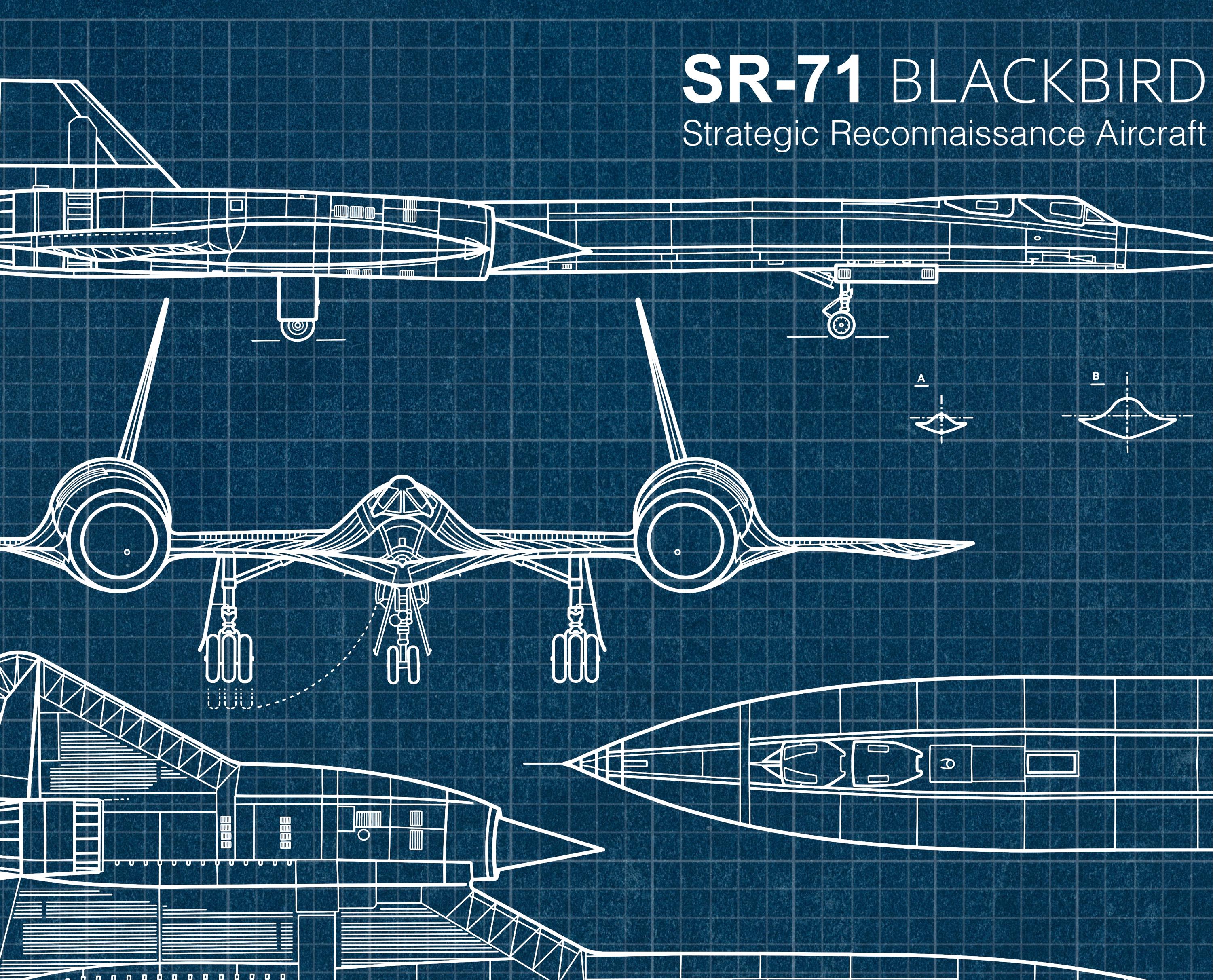 SR-71 Blackbird Blueprint Aviation Poster: Military Wall Art (digital ...