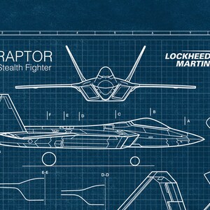 F-22 Raptor, Blueprint Poster, Aircraft Poster, Aviation Decor ...
