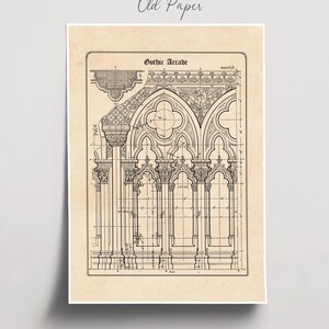 Gothic Architecture Print, Blueprint Poster, Gothic Arcade ...