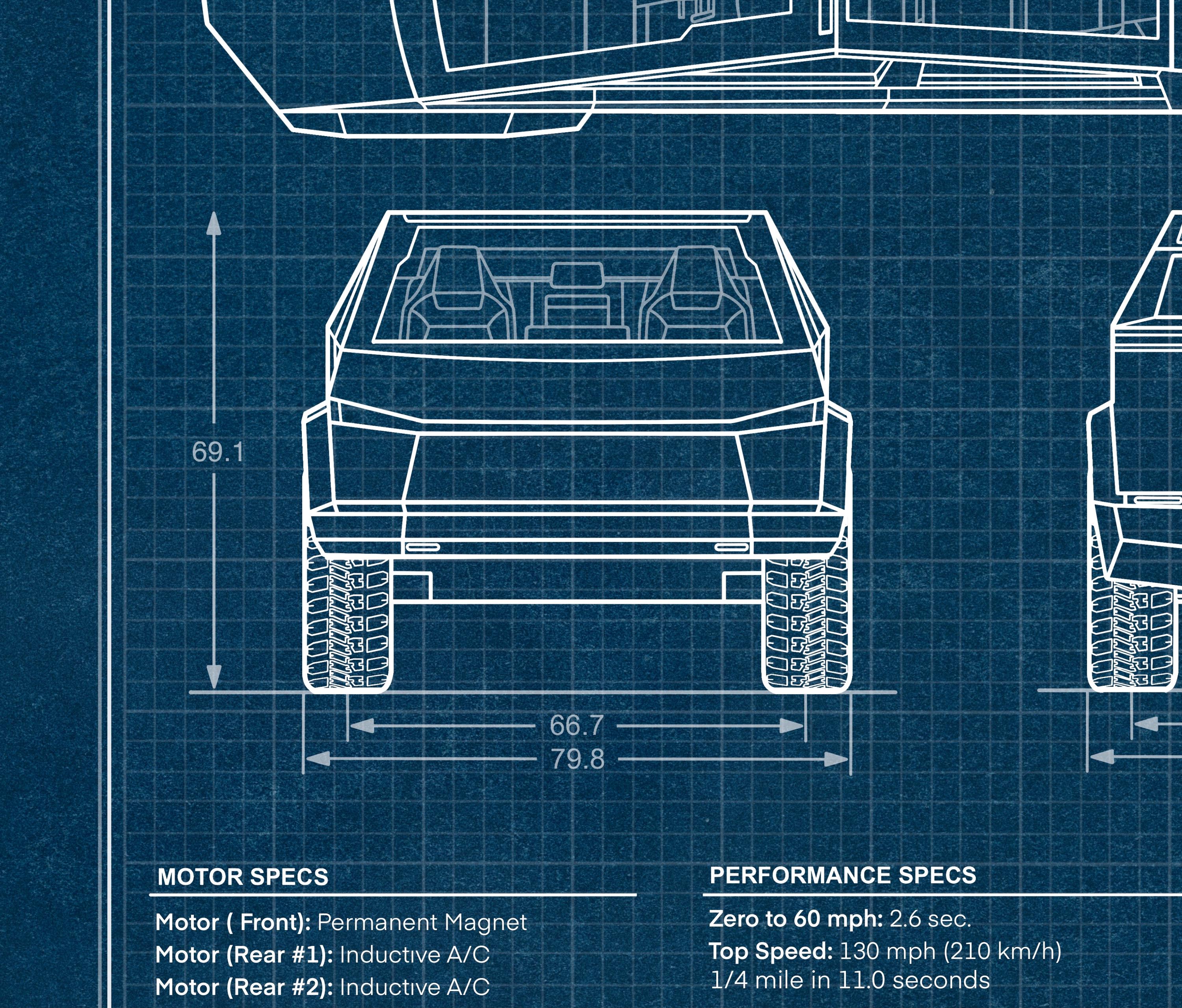 Tesla Cybertruck Blueprint Poster, Electric Pickup Wall Art (digital ...