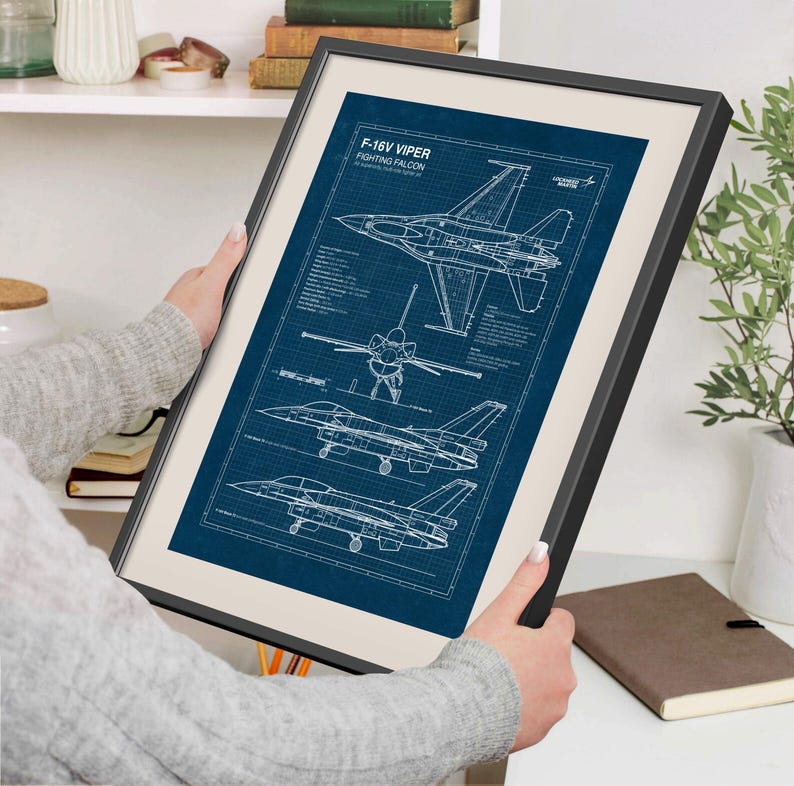 F-16V Viper Blueprint Poster: F-16 Block 70, Aircraft Art, Military ...