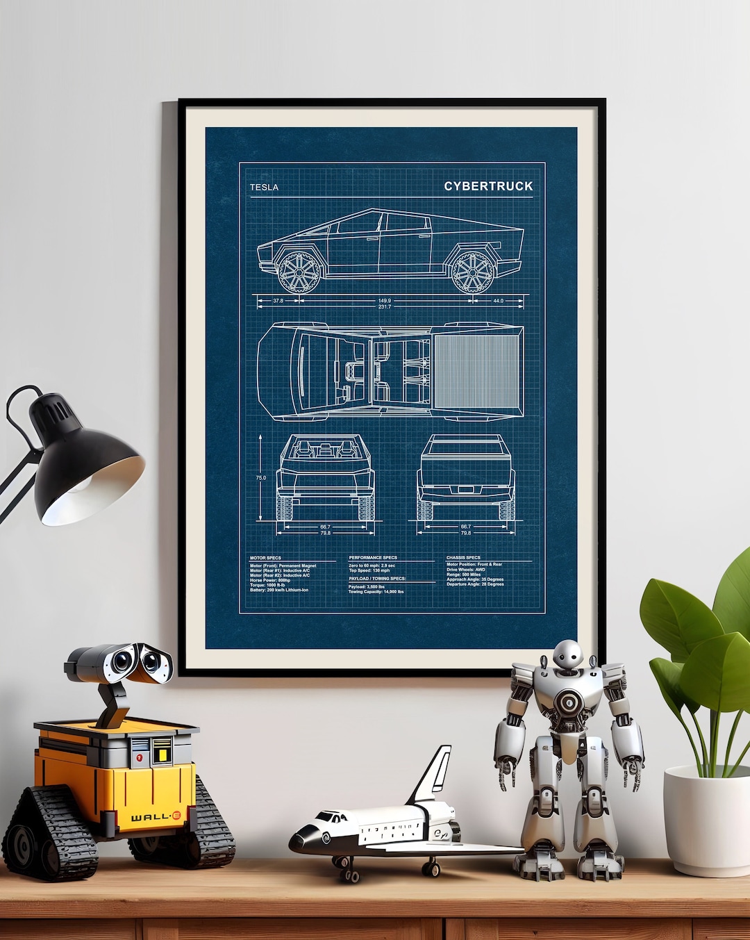 Tesla Cybertruck, Blueprint Poster, Tesla Auto, Tesla Electric Pick-up ...