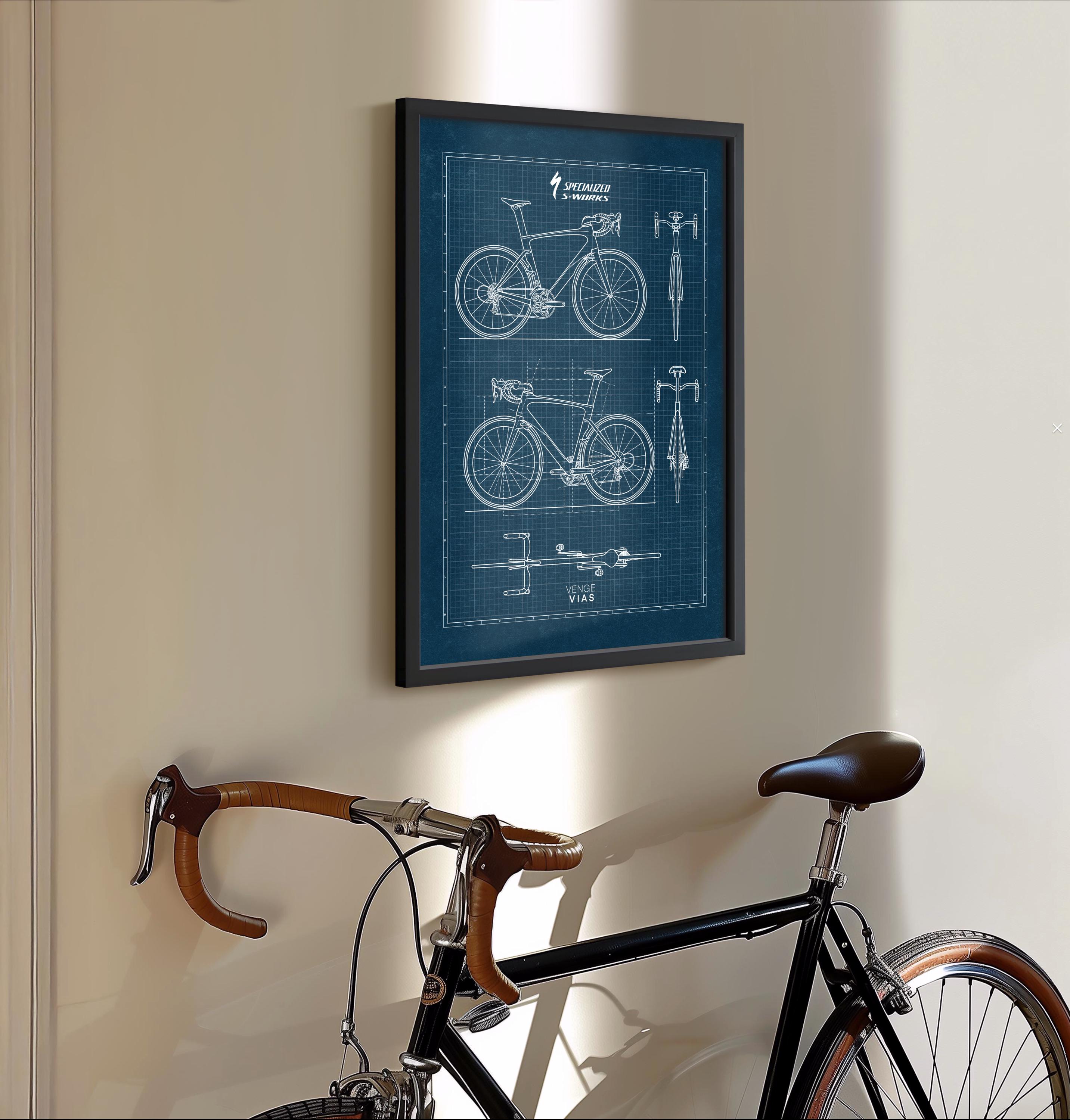 Specialized S-works Blueprint Poster: Bicycle Wall Art Print (digital ...