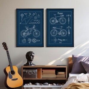 Bicycle Poster, Blueprint Poster, Mtb Bike Blueprint Poster, Bike Gift ...