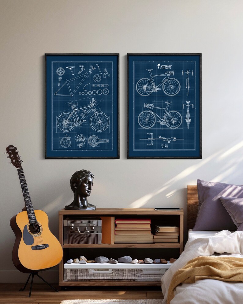 Bicycle Poster, Blueprint Poster, Mtb Bike Blueprint Poster, Bike Gift ...