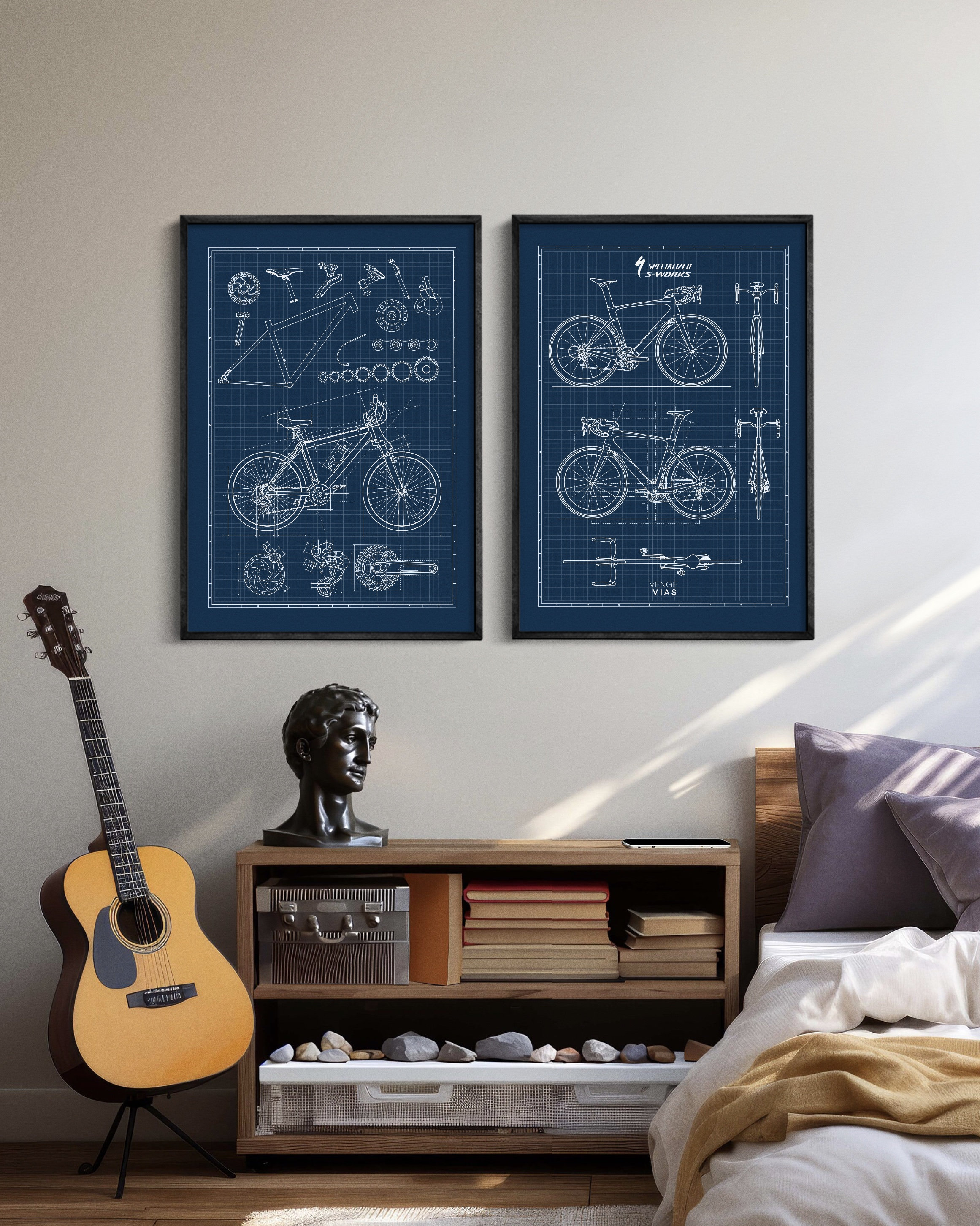 Bicycle Poster, Blueprint Poster, Mtb Bike Blueprint Poster, Bike Gift ...