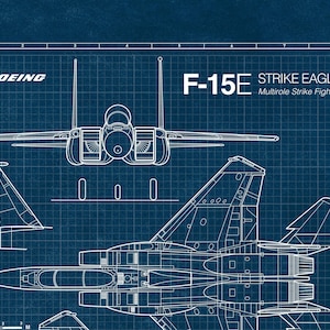 F-15, F-22, F-35 Blueprint Poster Set: Aviation Wall Art, Aircraft ...
