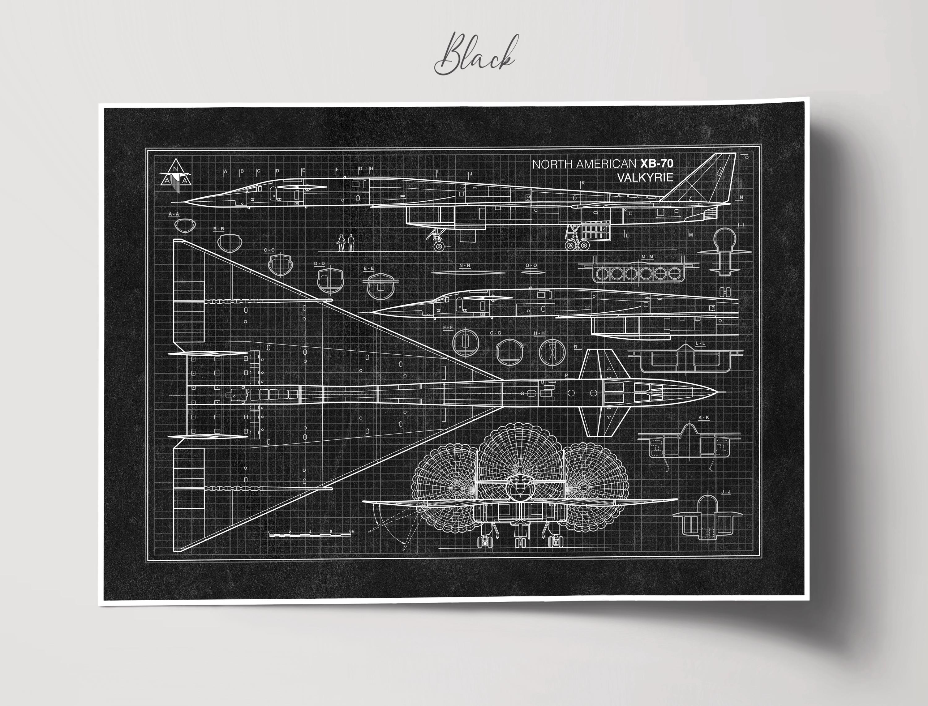 XB-70 Valkyrie Blueprint Poster: Aviation Wall Art, Aircraft Poster ...