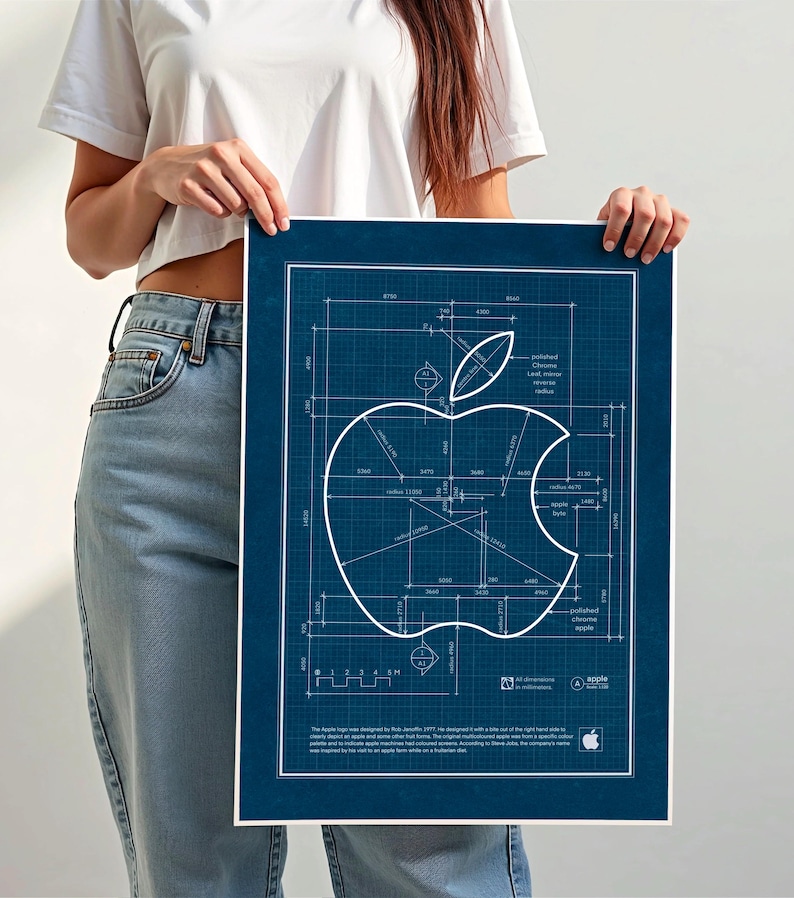 Apple Logo Blueprint Poster: Tech Wall Art, Apple Fan Gift (digital ...