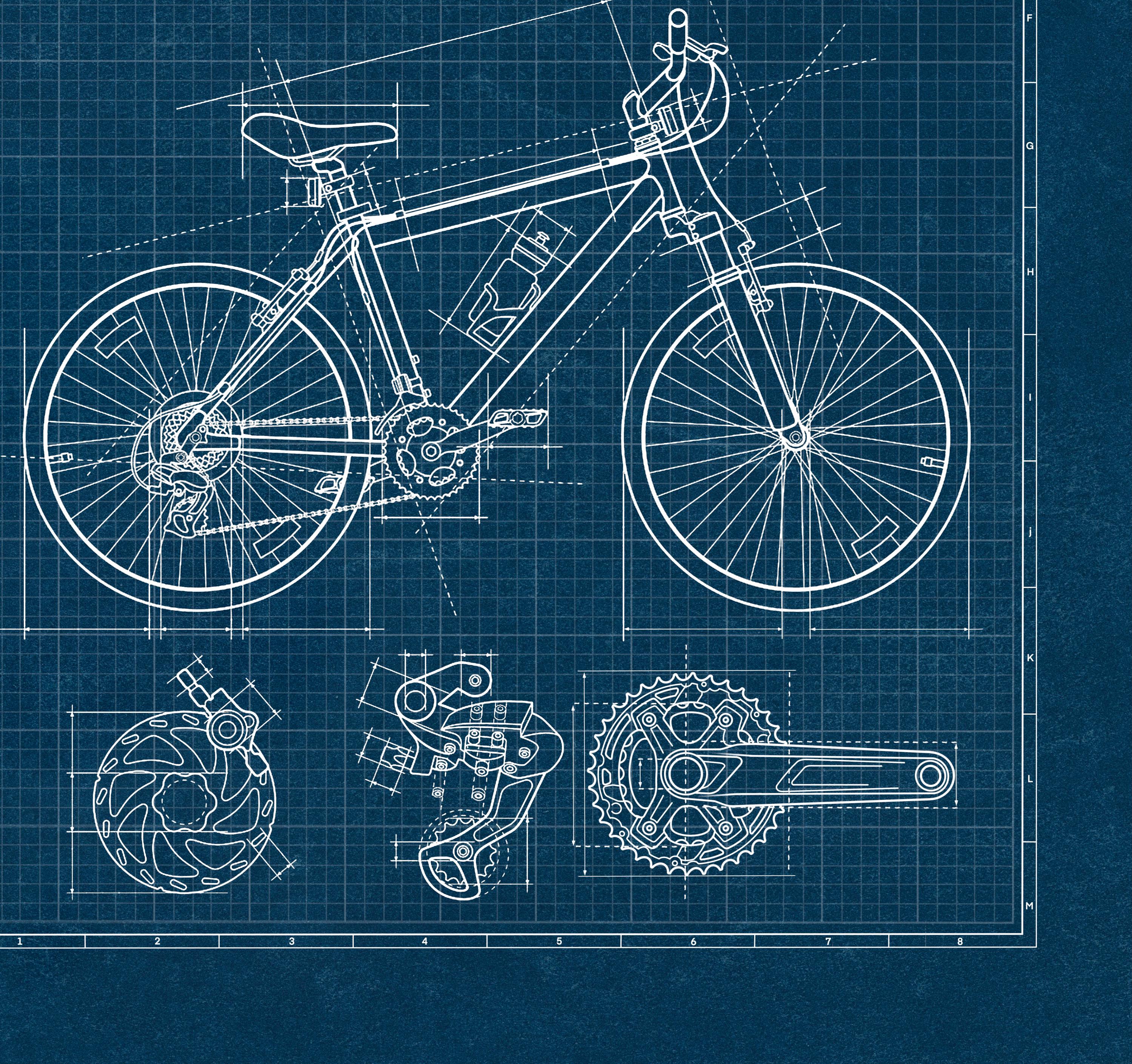 Mountain Bike Blueprint Poster: Cyclist Poster, Bicycle Wall Art ...