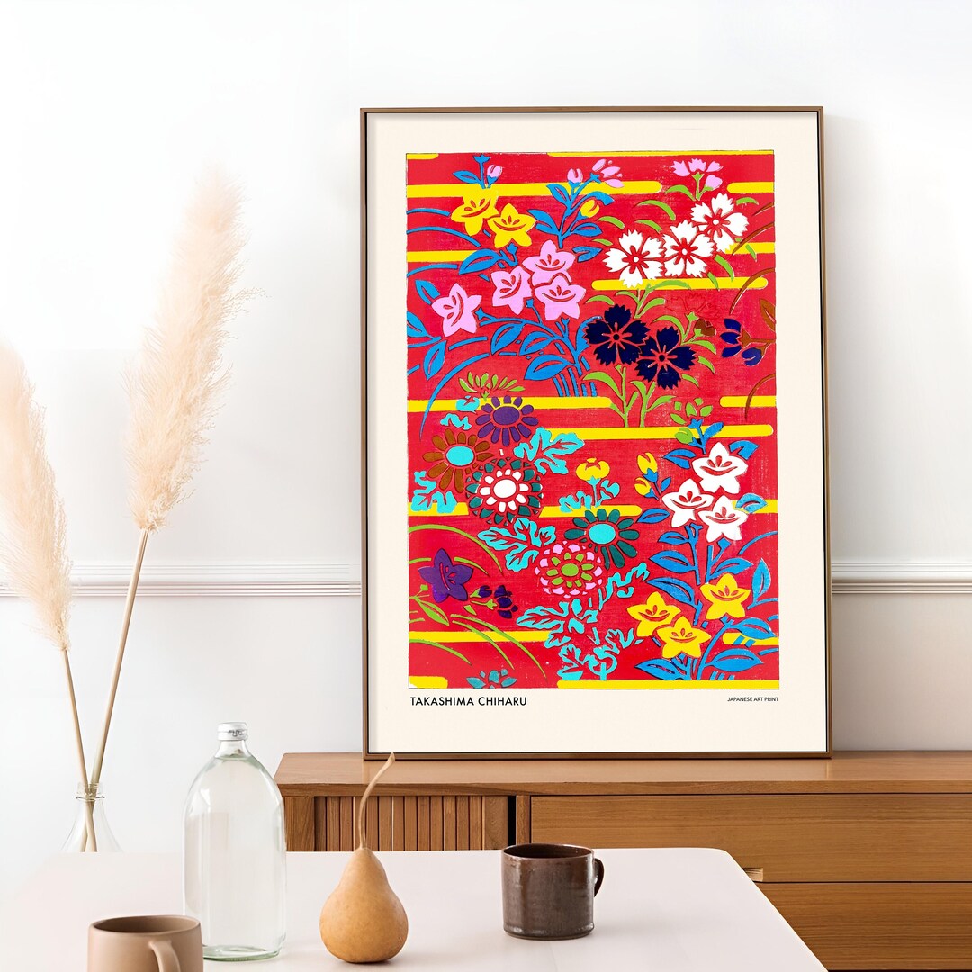 Japanese Art Print Minimalist Red Poster Takashima Chiharu - Etsy