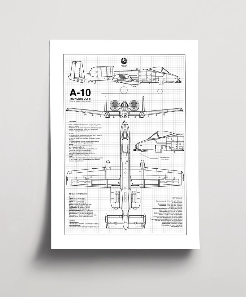 A-10 Thunderbolt, A-10 Warthog, Blueprint, Aviation, Military Aviation ...