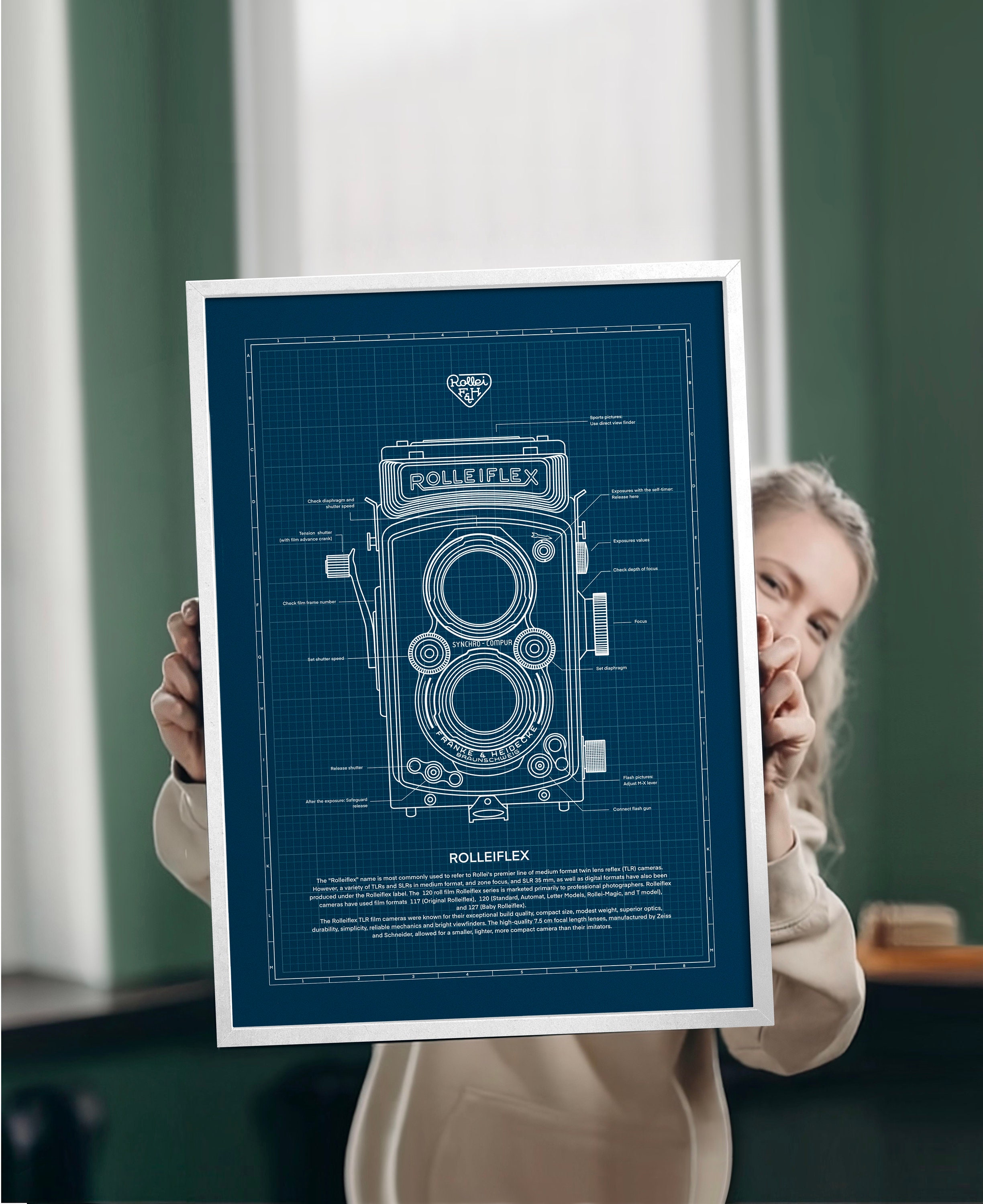 Rolleiflex Camera, Blueprint Poster, Vintage Camera, Camera Poster ...
