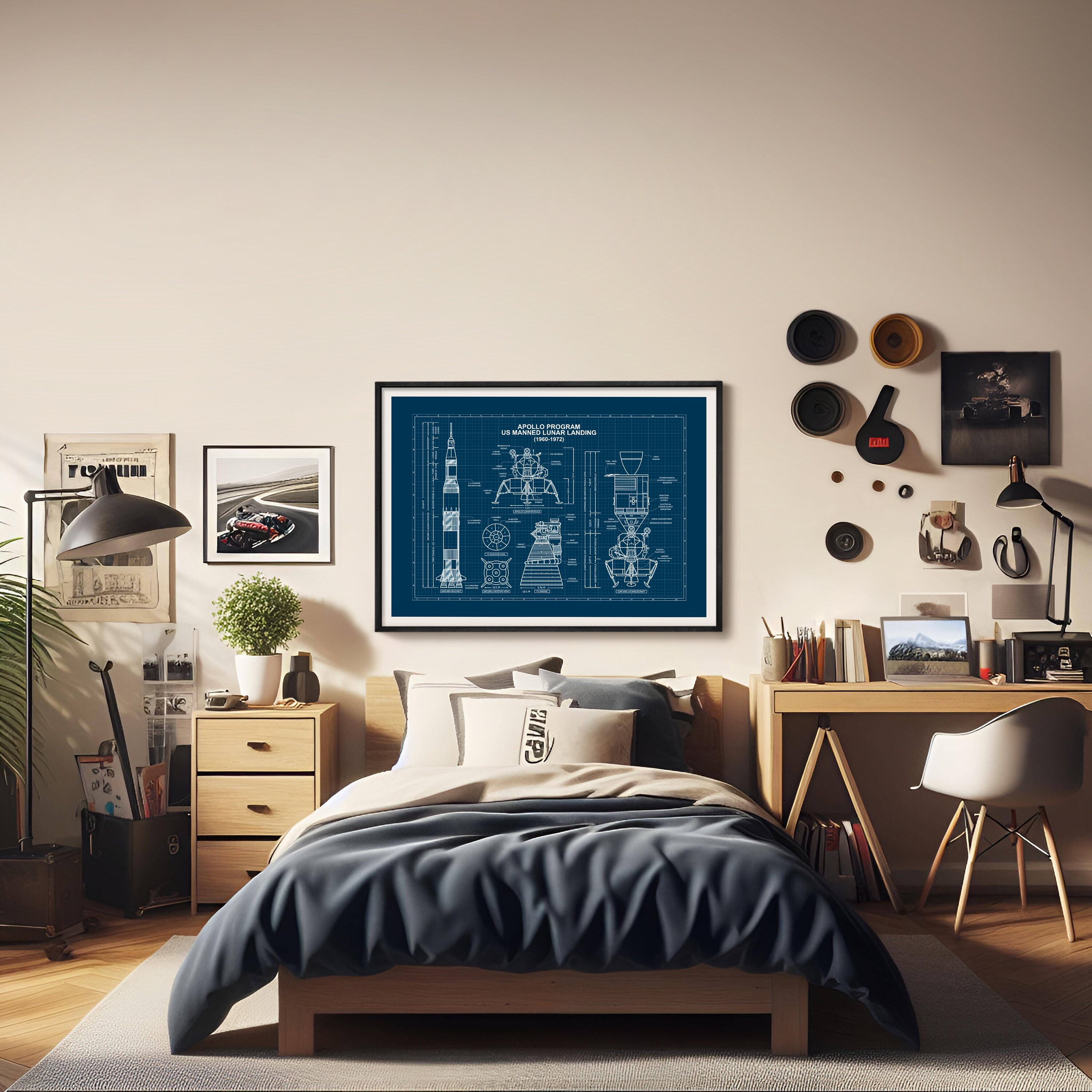 Apollo 11 Mission Poster, Blueprint Poster, Moon Landing Print, Saturn ...